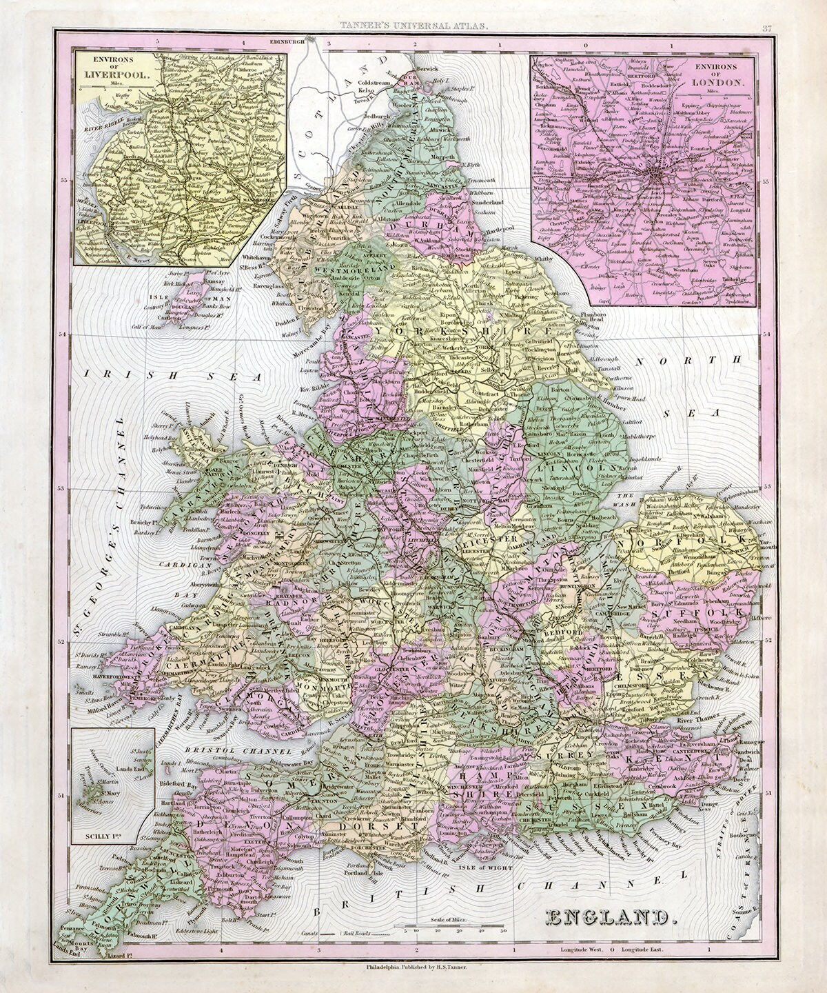 1844 Map of England - Etsy