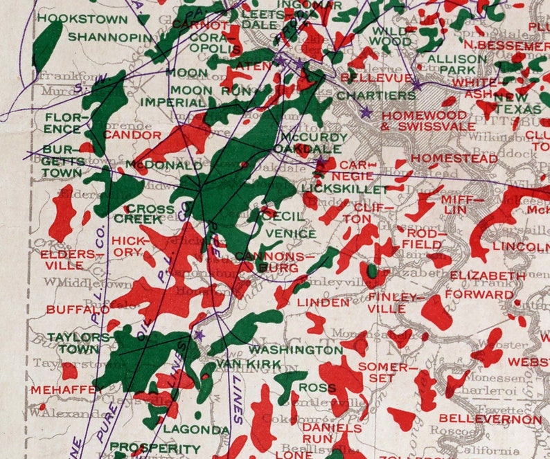 1921 Oil and Gas Fields Map of Pennsylvania - Etsy