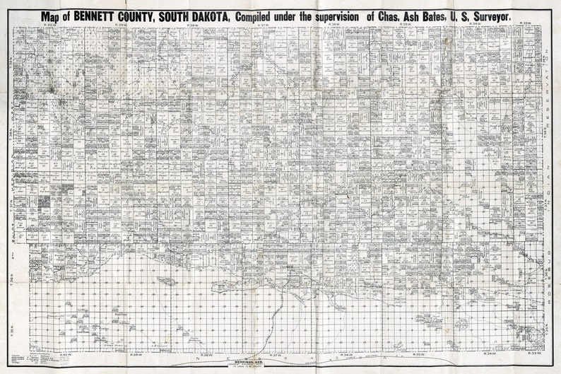 1910 Farm Line Map of Bennett County South Dakota - Etsy