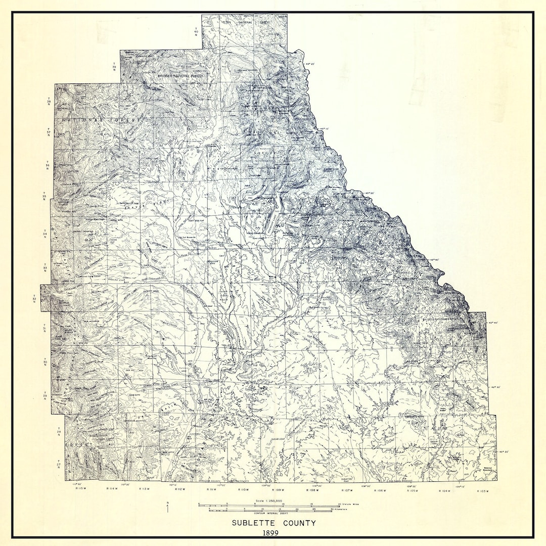 1899 Map of Sublette County Wyoming - Etsy