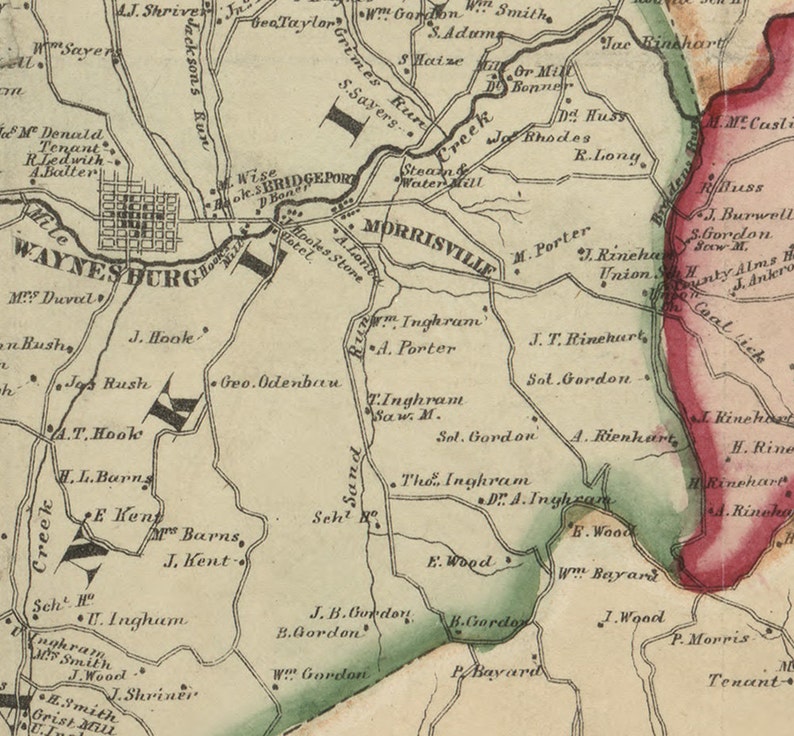 1865 Mcconnells Map of Greene County PA | Etsy