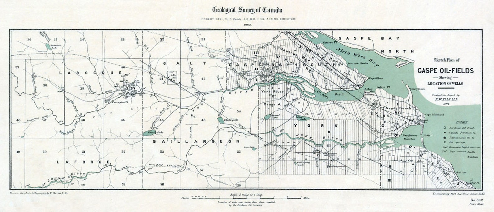 1902 Map of Gaspe Oil Fields Quebec Canada | Etsy