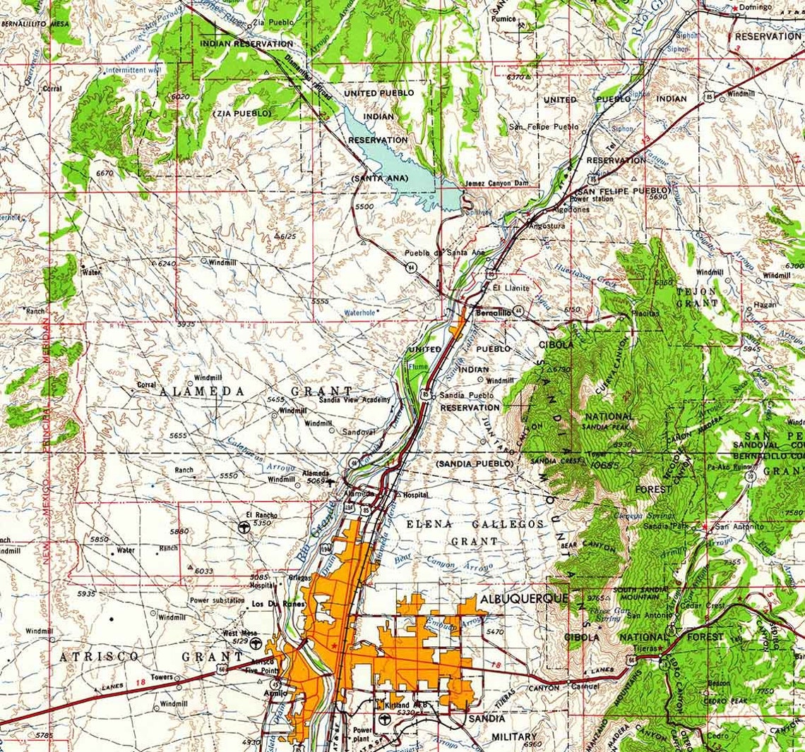 1958 Topo Map of Albuquerque New Mexico Santa Fe National Forest - Etsy