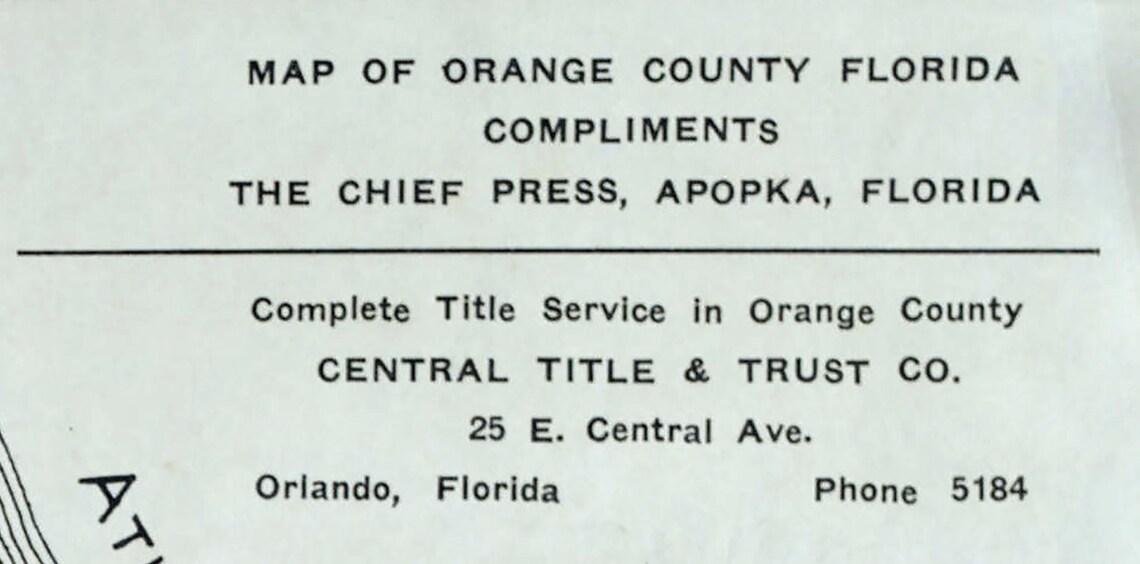 1920 Map of Orange County Florida Orlando | Etsy