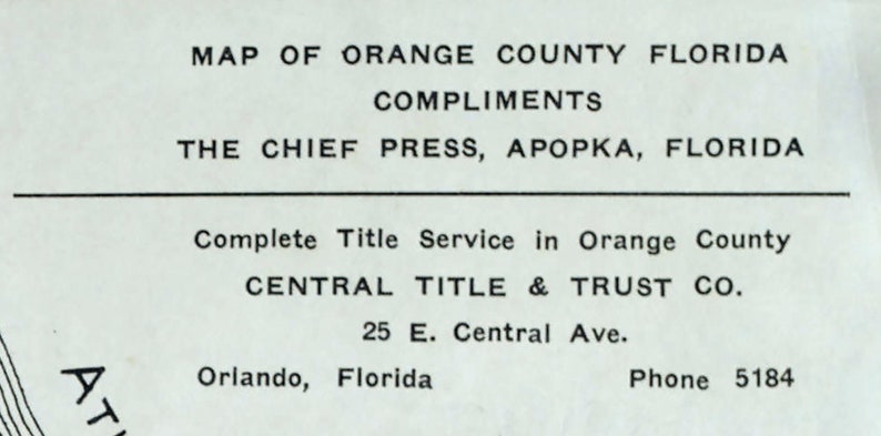 1920 Map of Orange County Florida Orlando - Etsy