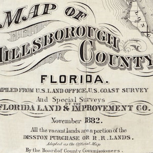 1882 Map of Hillsborough County Florida - Etsy
