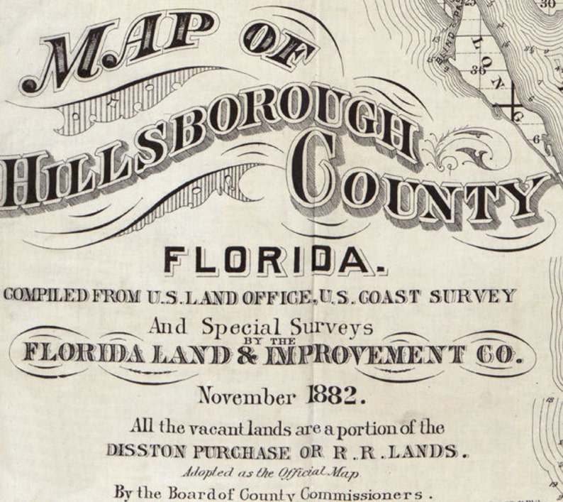 1882 Map of Hillsborough County Florida - Etsy