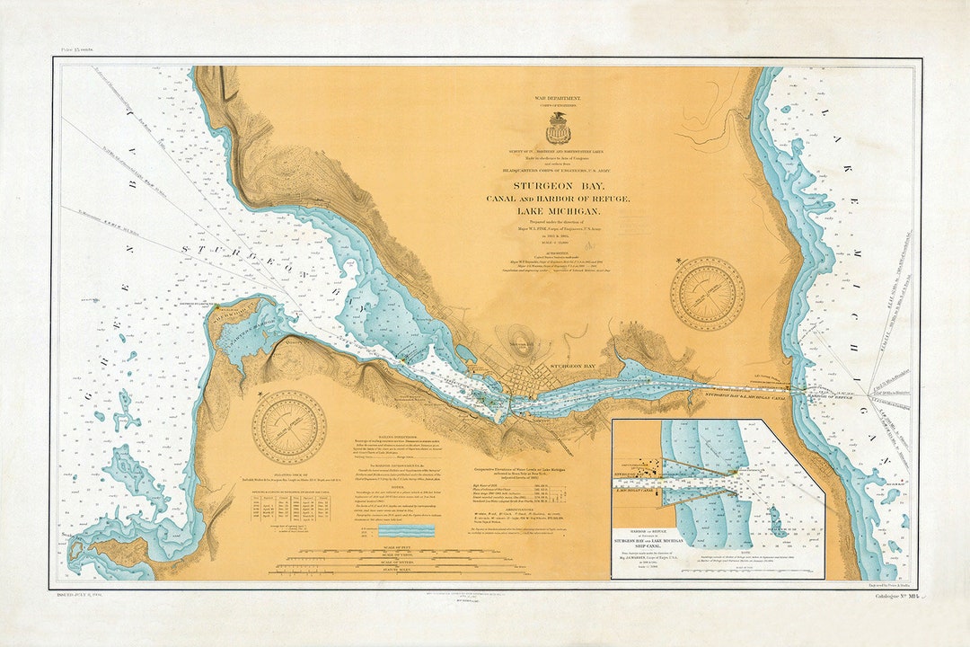 1904 Nautical Chart Map of Sturgeon Bay Canal and Harbor Wisconsin - Etsy