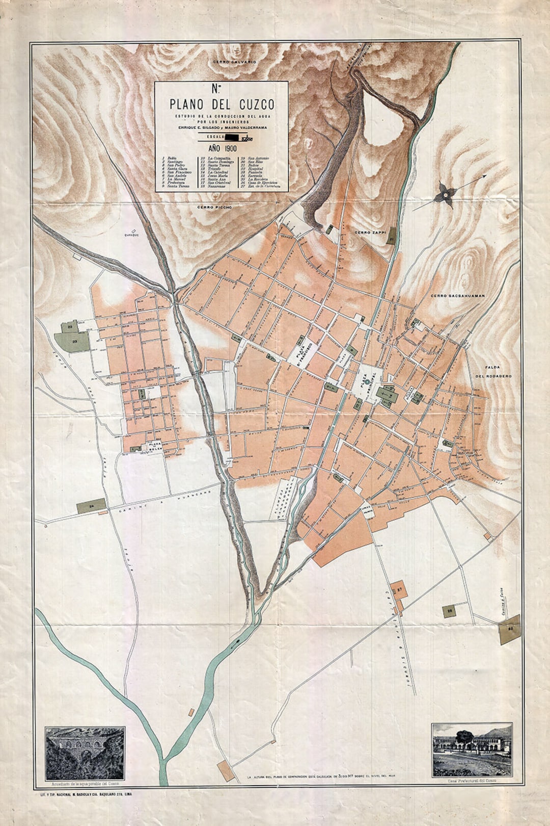 1900 Map of Cuzco Peru - Etsy