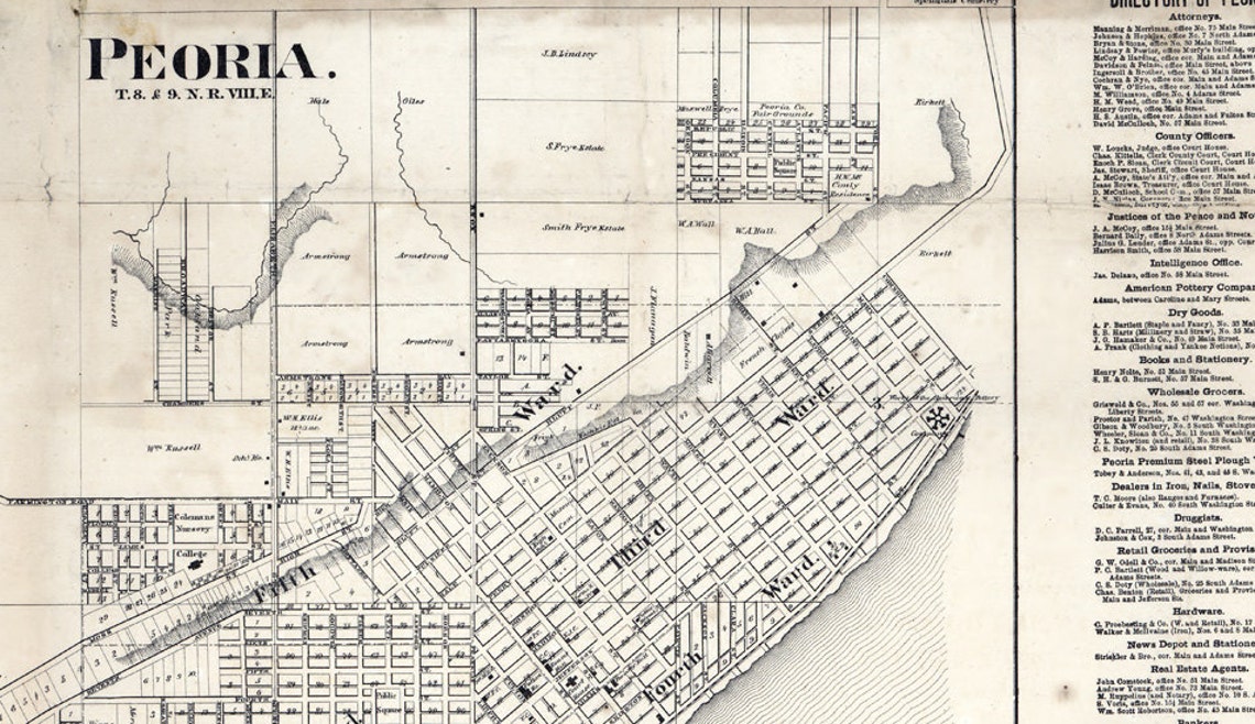 1861 Farm Line Map of Peoria County Illinois - Etsy