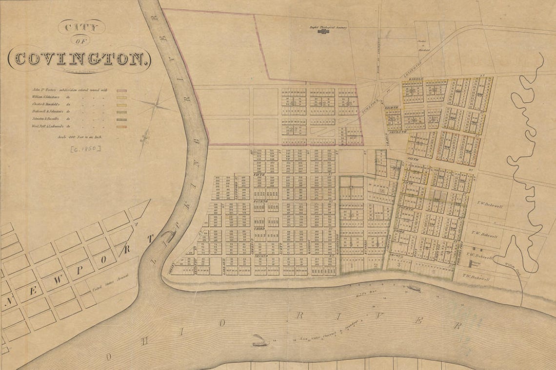 1850 Map of the City of Covington - Etsy