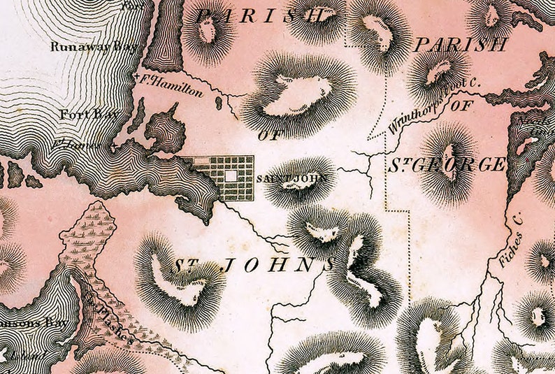 1823 Map of Antiqua - Etsy
