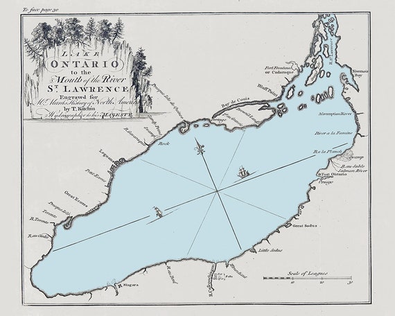 1772 Map of Lake Ontario | Etsy