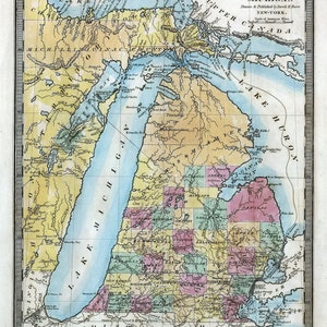 1831 Map of Michigan - Etsy