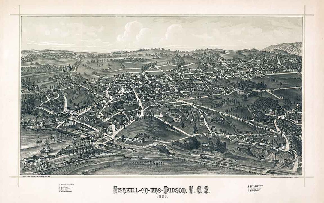 1886 Panoramic Map of Fishkill on the Hudson New York - Etsy