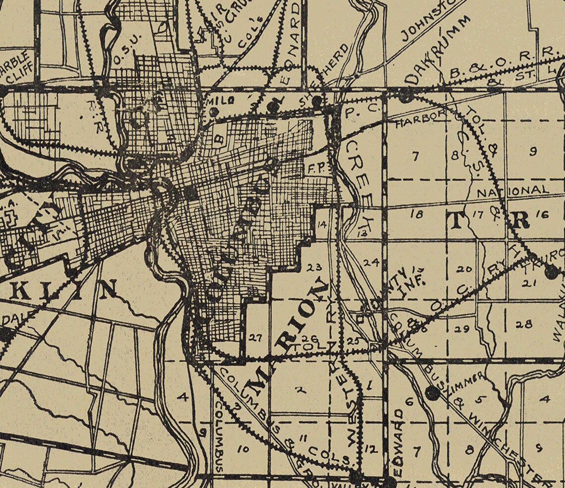 1894 Map of Franklin County Ohio | Etsy