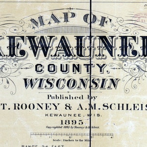 1895 Map of Kewaunee County Wisconsin Ahnapee - Etsy