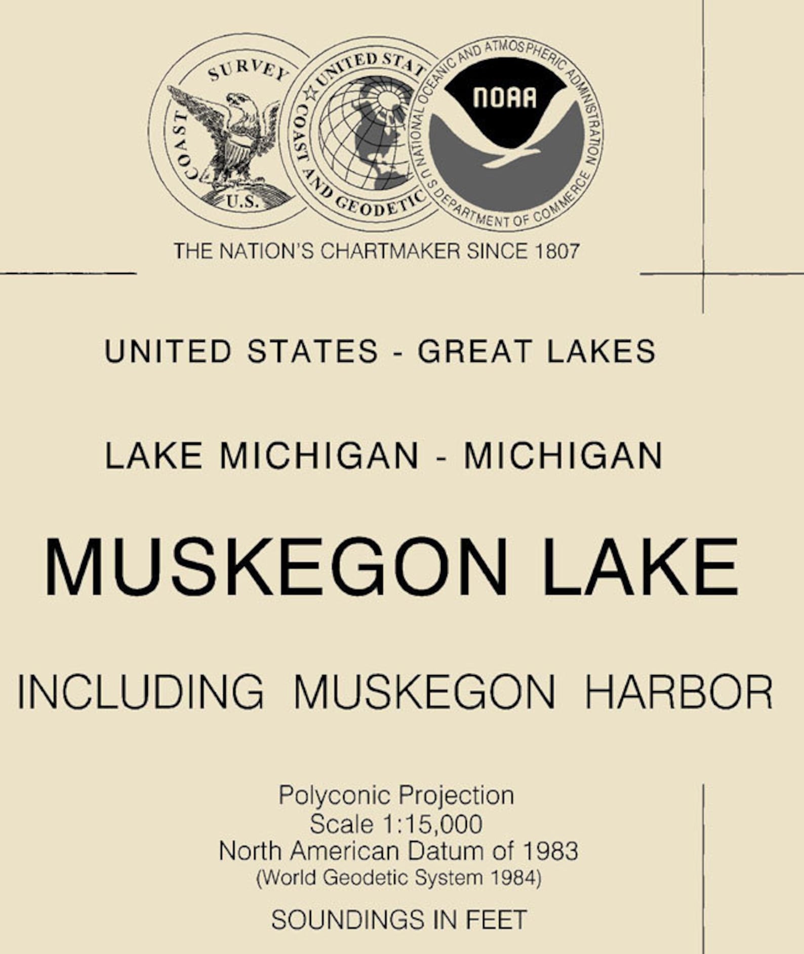 2015 Nautical Map of Muskegon Harbor & Lake Michigan | Etsy