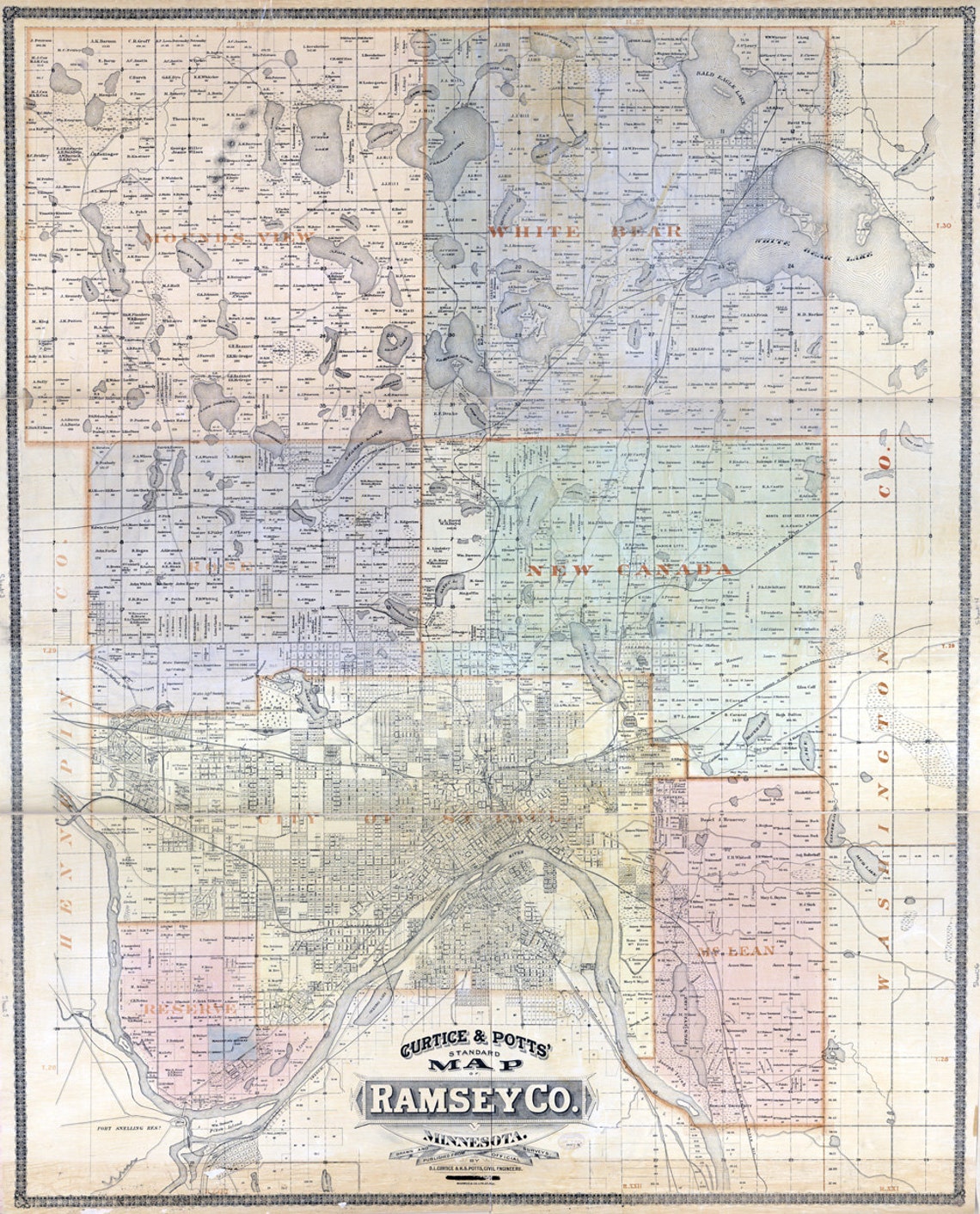 1885 Farm Line Map of Ramsey County Minnesota St Paul | Etsy