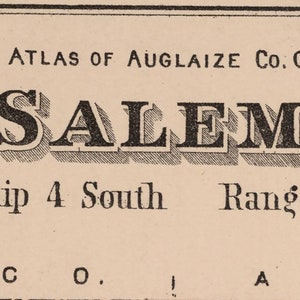 1880 Map of Salem Township Auglaize County Ohio - Etsy