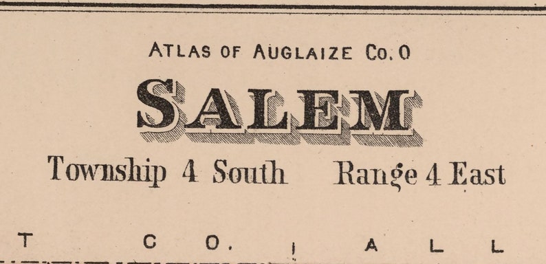 1880 Map of Salem Township Auglaize County Ohio - Etsy