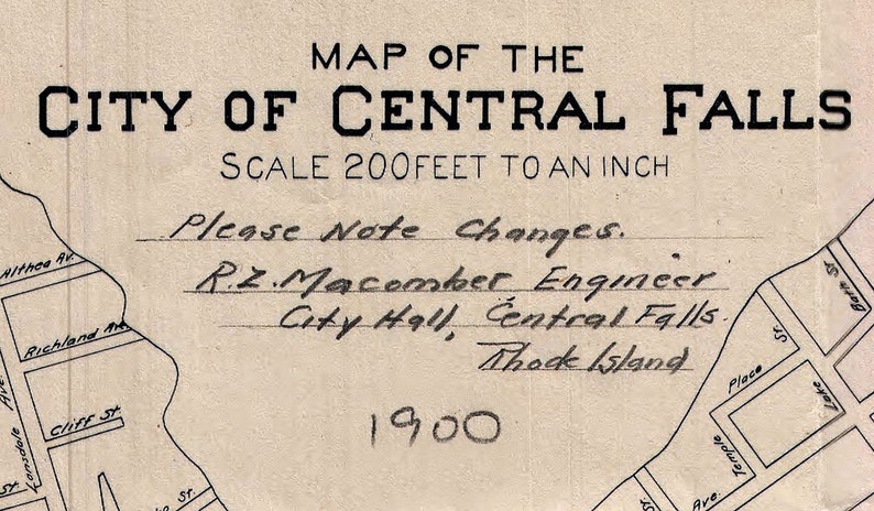 1900 Map of Central Falls Rhode Island - Etsy