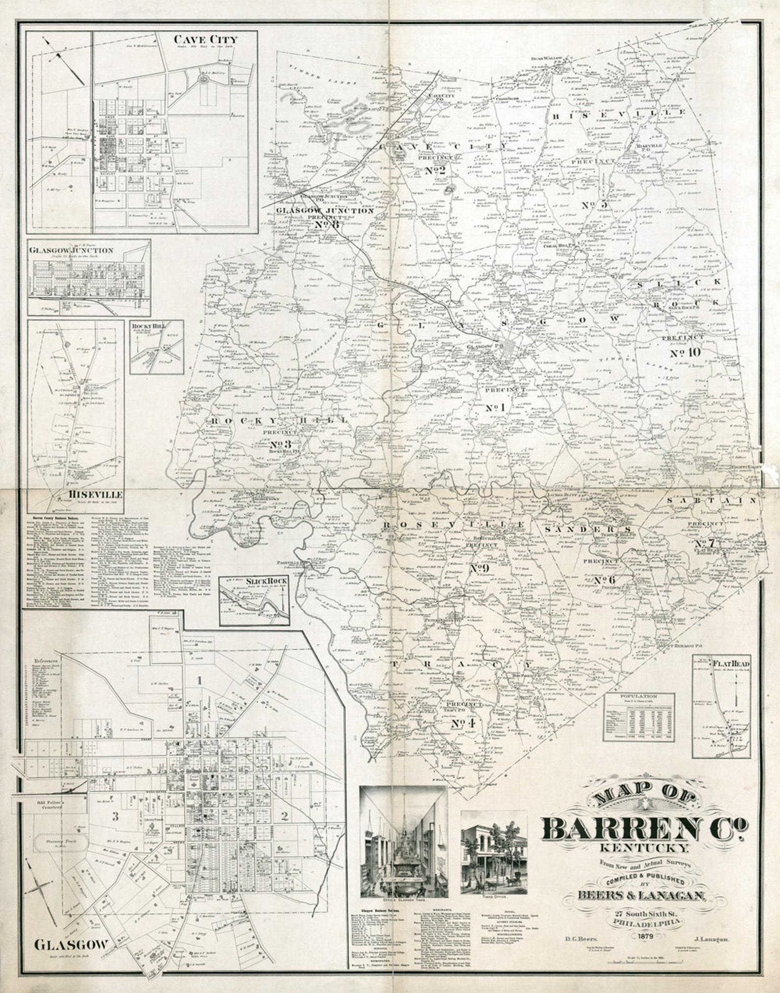 1879 Map of Barren County Kentucky Glasgow - Etsy