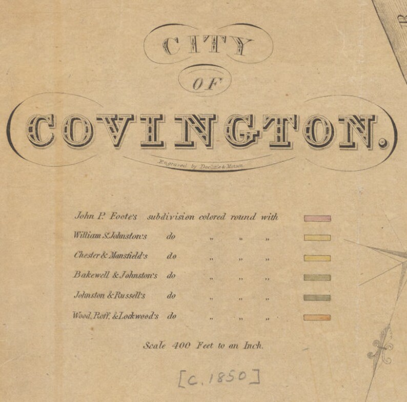 1850 Map of the City of Covington - Etsy