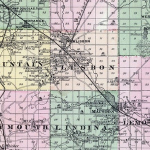 1878 Map of Juneau and Adams County Wisconsin - Etsy