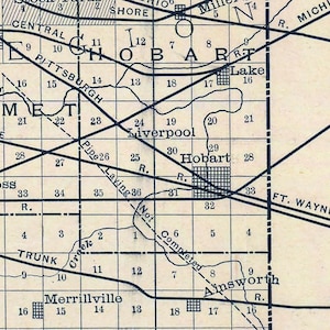 1890 Map of Lake County Indiana - Etsy