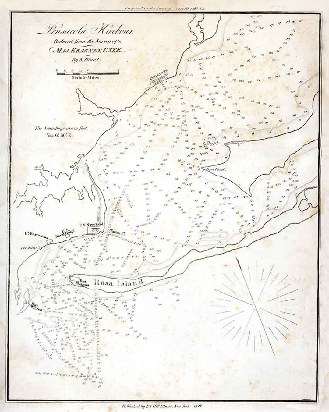 1847 Map of Pensacola Sound Florida Maritime Chart - Etsy