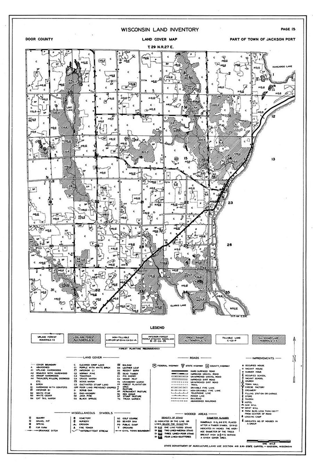 1942 Town Map of Jackson Port Door County Wisconsin - Etsy Portugal