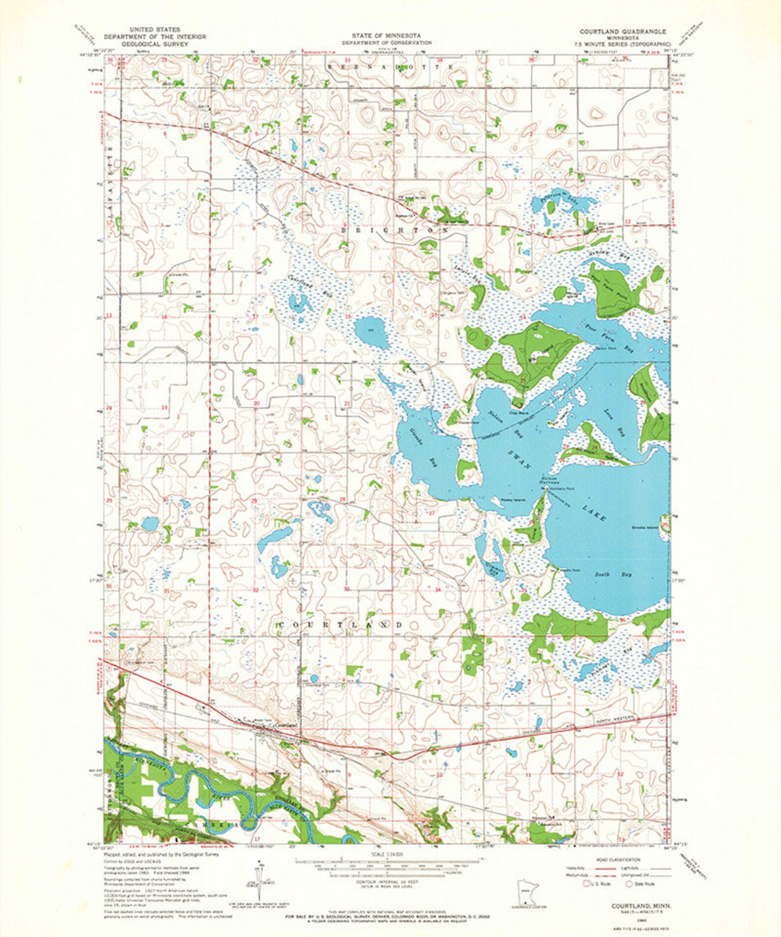 1964 Topo Map of Courtland Minnesota Quadrangle Swan Lake - Etsy