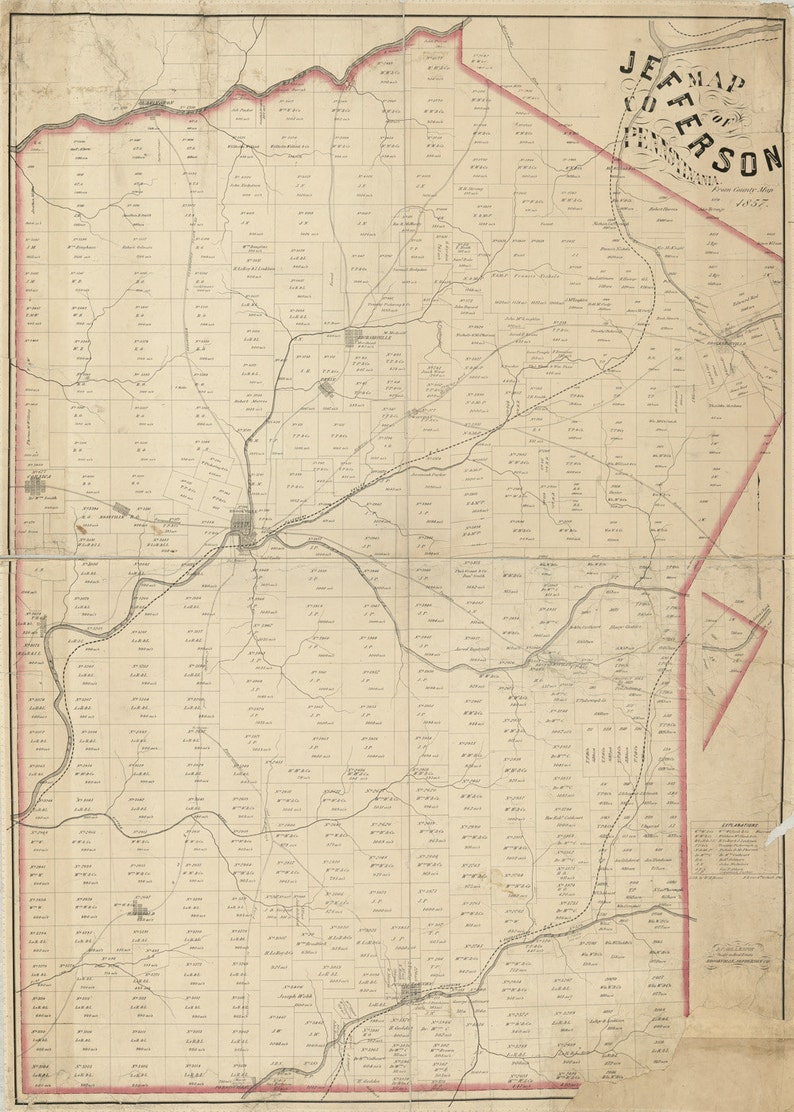 1857 Farm Line Map of Jefferson County Pa - Etsy