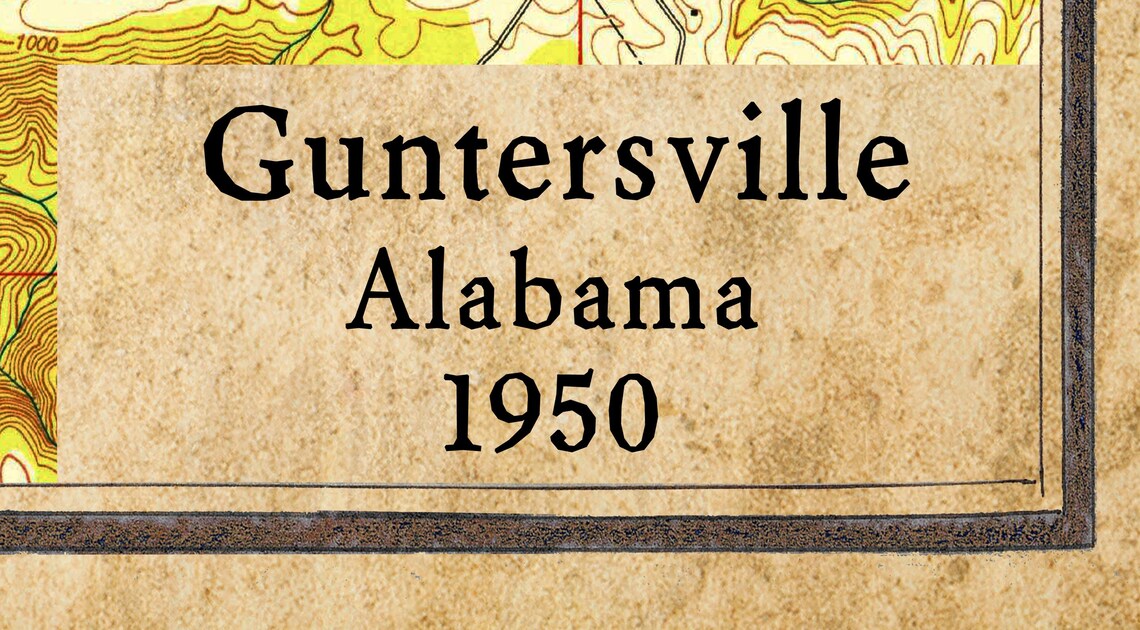 1950 Map of Guntersville Alabama - Etsy