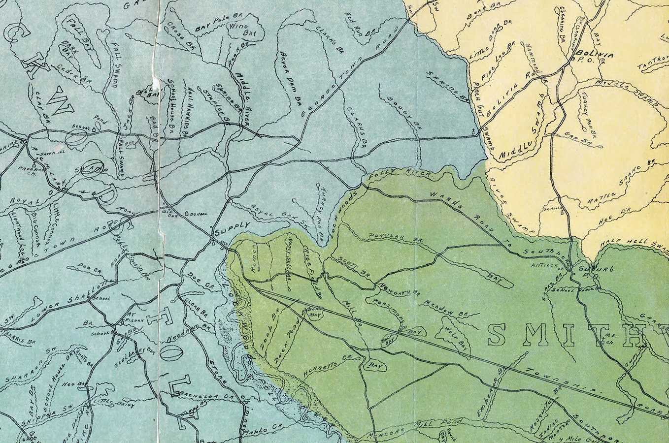 1910 Map of Brunswick County North Carolina - Etsy