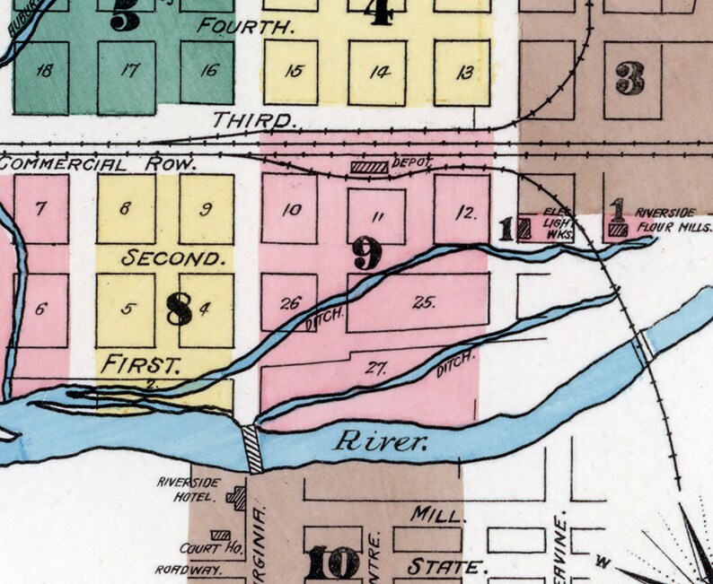 1890 Town Map of Reno Washoe County Nevada - Etsy