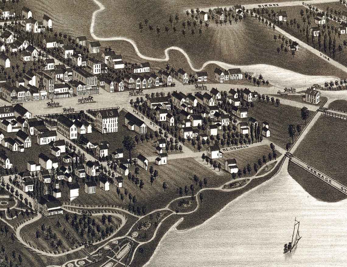 1884 Panoramic Map of Delavan Walworth County Wisconsin Delavan Lake - Etsy