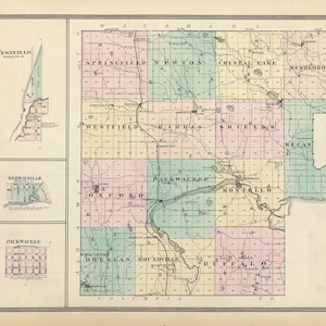 1878 Map of Marquette County Wisconsin - Etsy