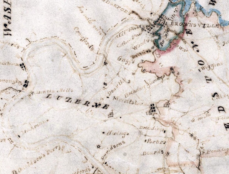 1817 Map of Fayette County Pennsylvania Uniontown Brownsville - Etsy