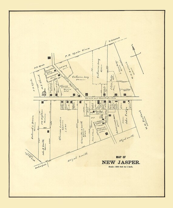 1896 Town Map of New Jasper Greene County Ohio - Etsy