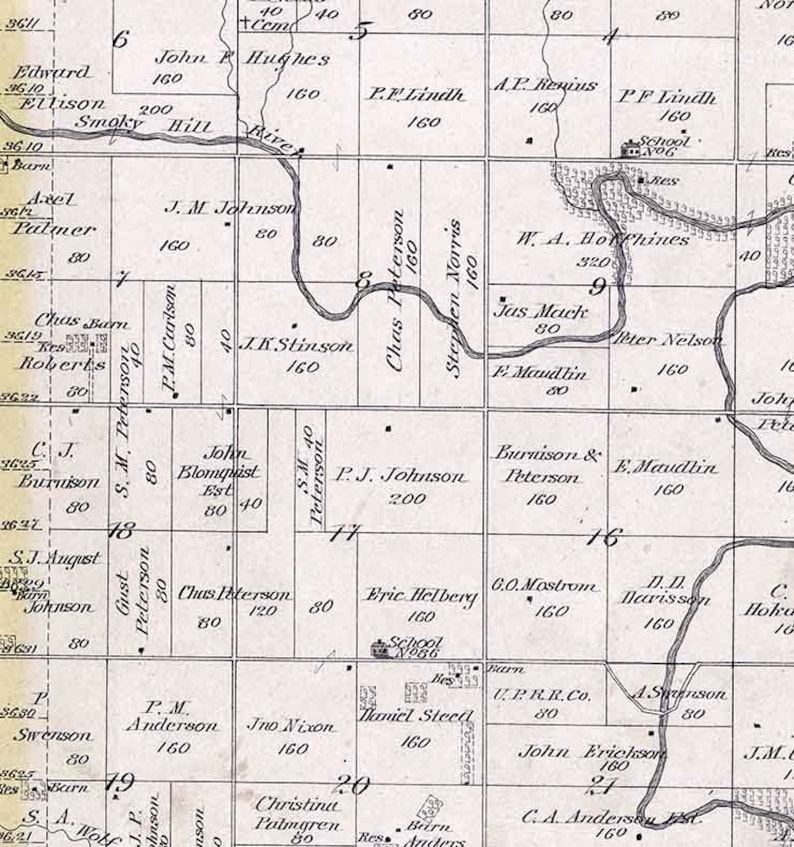 1884 Map of Sharps Creek Township Mcpherson County Kansas | Etsy