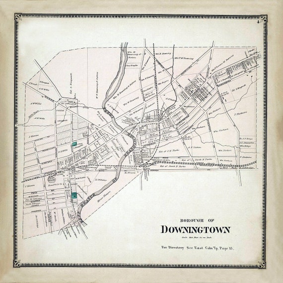 1873 Town Map of Downingtown Chester County Pennsylvania - Etsy