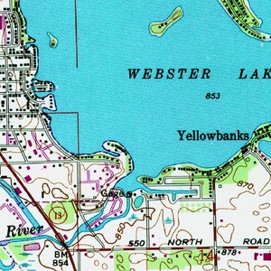 1980 Map of Webster Lake Indiana - Etsy