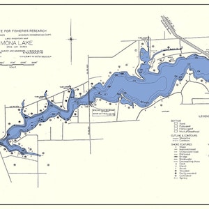 1953 Map of Mona Lake Muskegon County Michigan - Etsy
