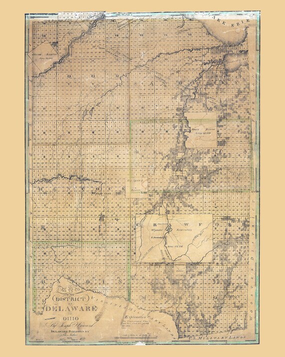 1824 Map of Delaware County Ohio | Etsy