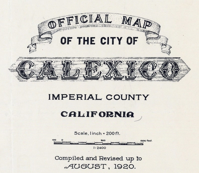 1920 Map of Calexico Imperial County California - Etsy