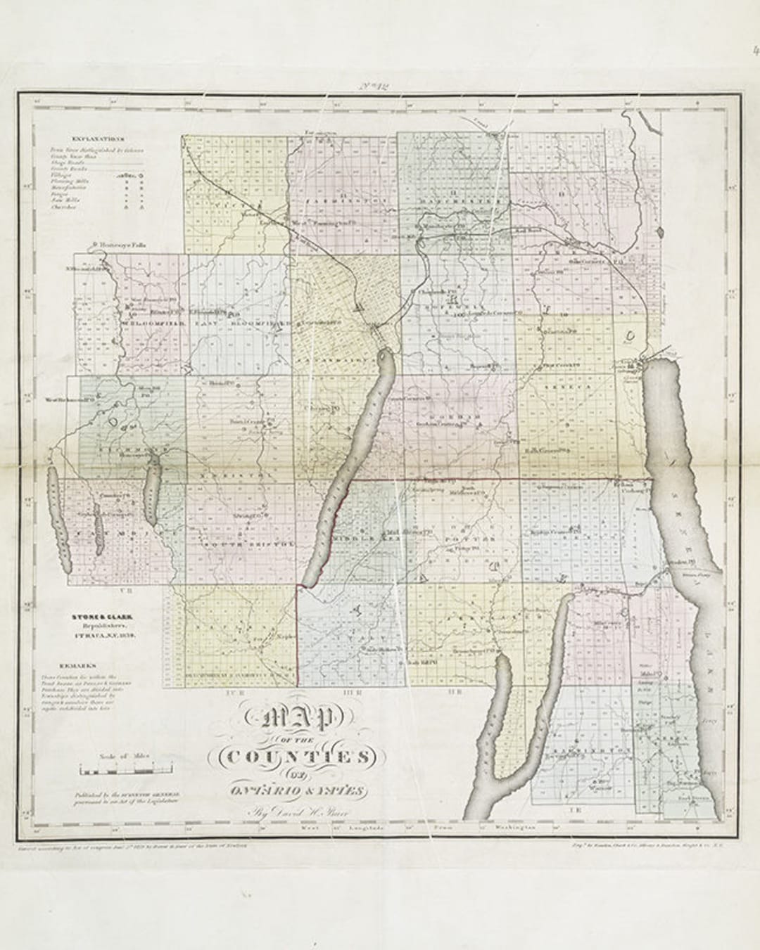 1829 Map of Ontario and Yates Counties New York - Etsy
