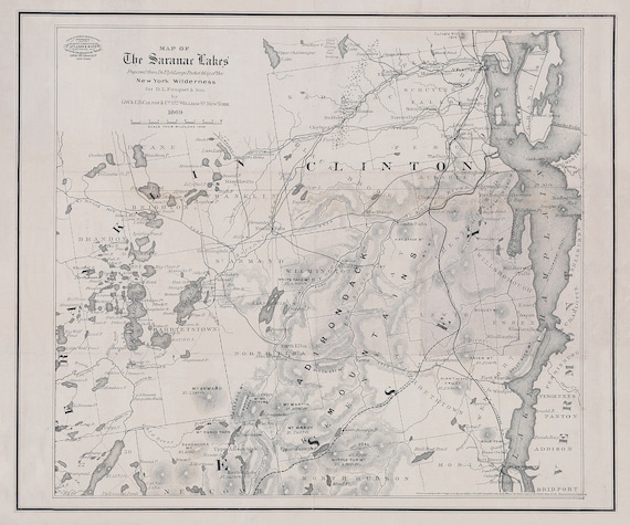 1869 Map of the Saranac Lakes New York | Etsy