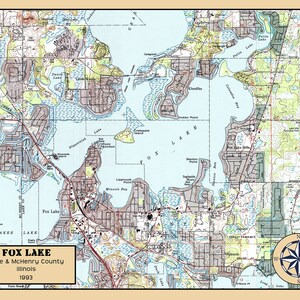 1993 Map of Fox Lake Illinois - Etsy